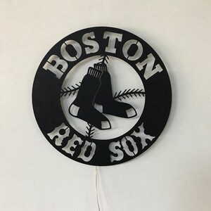 Handmade Boston Red Sox LED Metal Sign: Baseball Wall Decor - Etsy