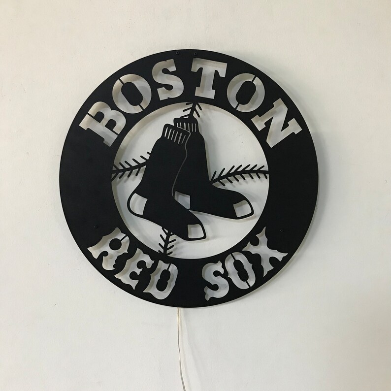 Handmade Boston Red Sox LED Metal Sign: Baseball Wall Decor - Etsy
