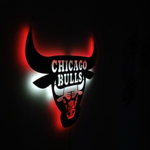 Chicago Bulls Led Sign, Chicago Bulls Neon Sign, Led Lighted Metal Wall ...