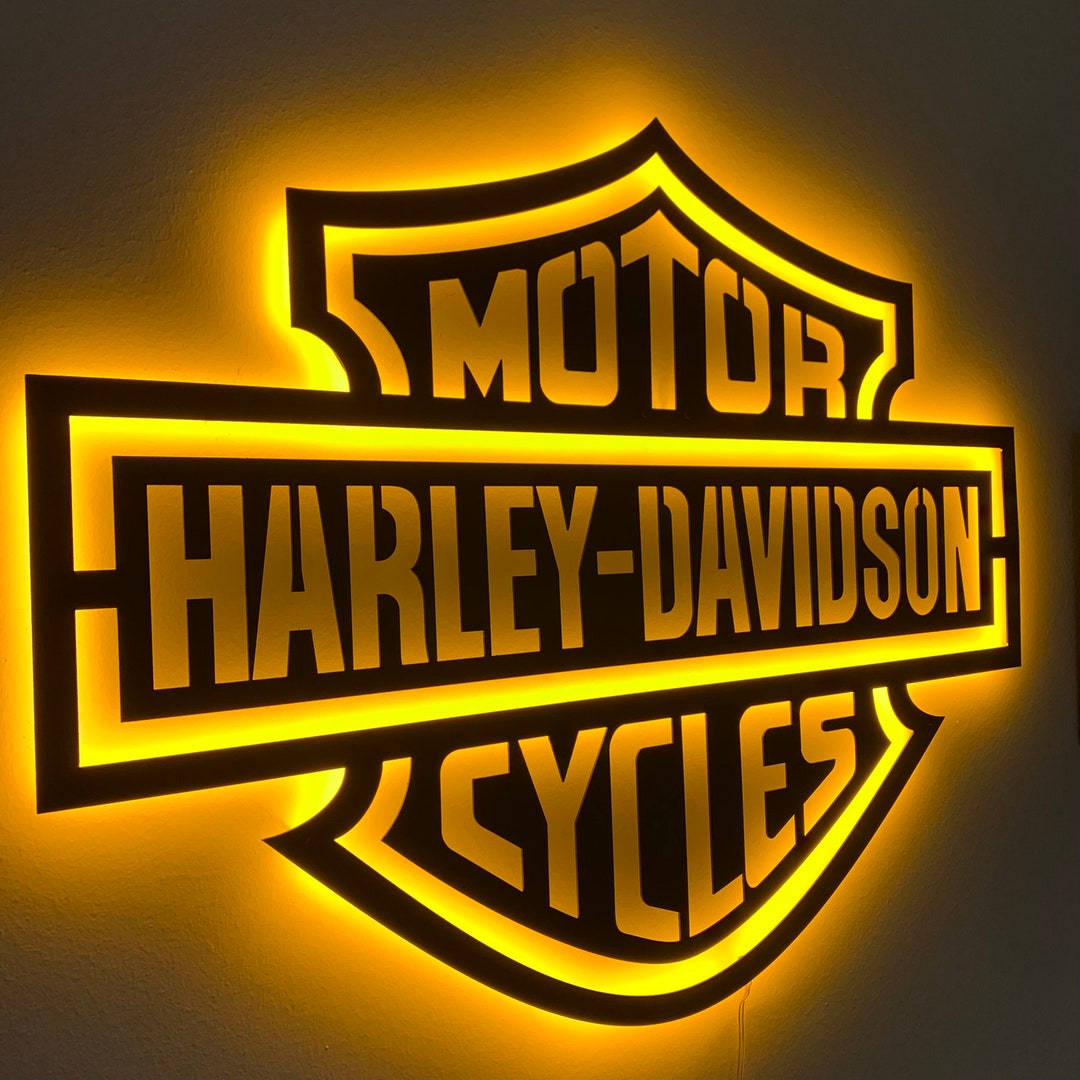 Harley Davidson Metal Led Wall Sign Harley Davidson Led - Etsy