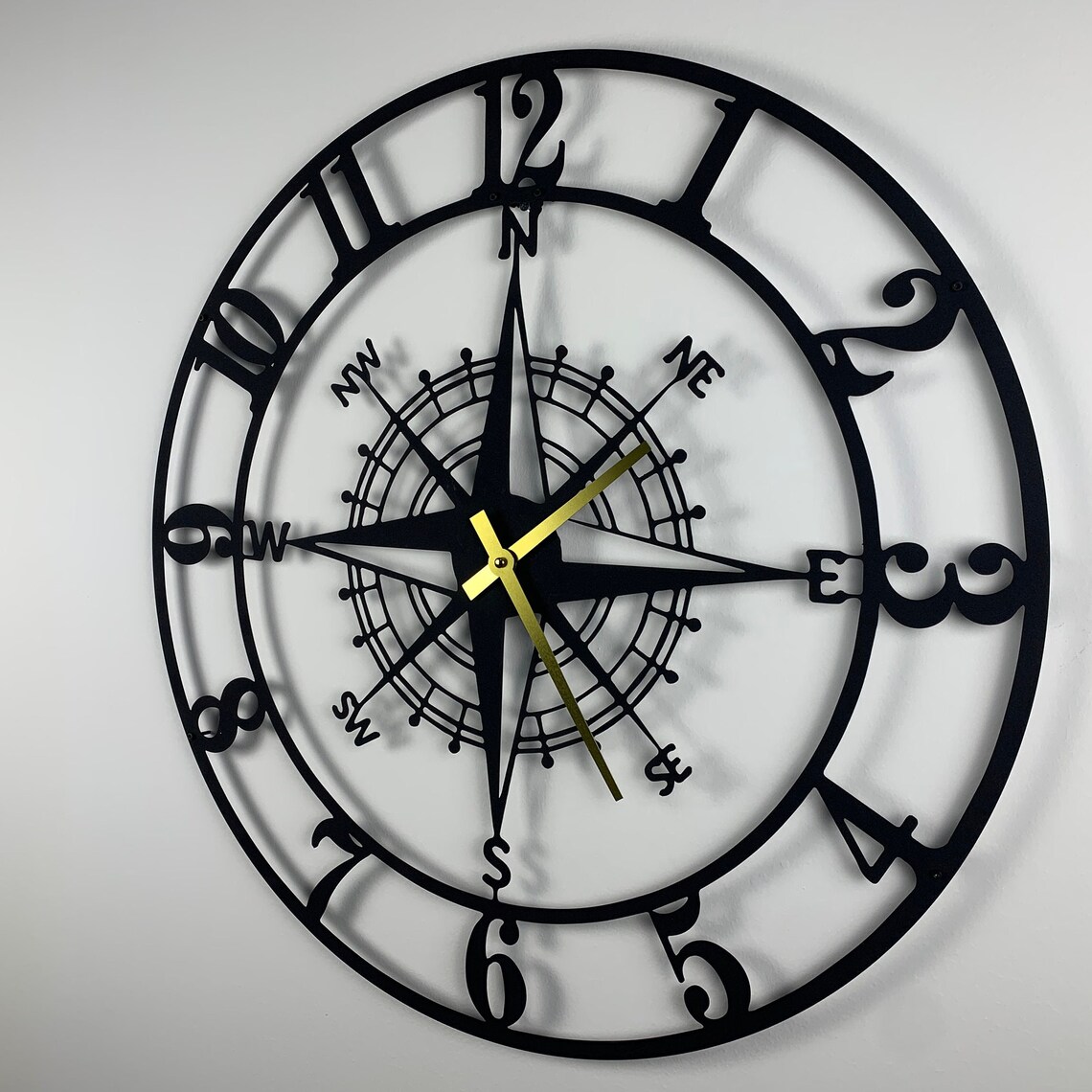 Metal Compass Wall Clock Oversize Wall Clock Living Room - Etsy