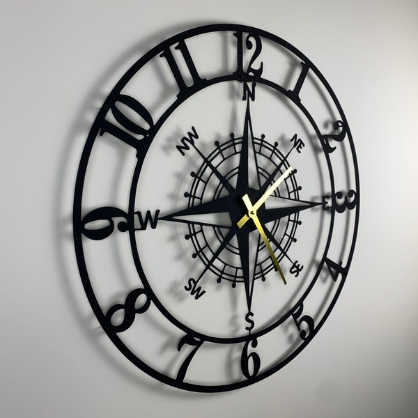 Metal Compass Wall Clock - Etsy