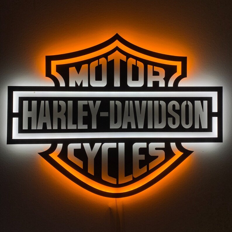 Harley Davidson Metal Led Wall Sign Harley Davidson Led - Etsy