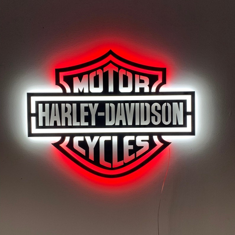Harley Davidson Metal Led Wall Sign Harley Davidson Led - Etsy
