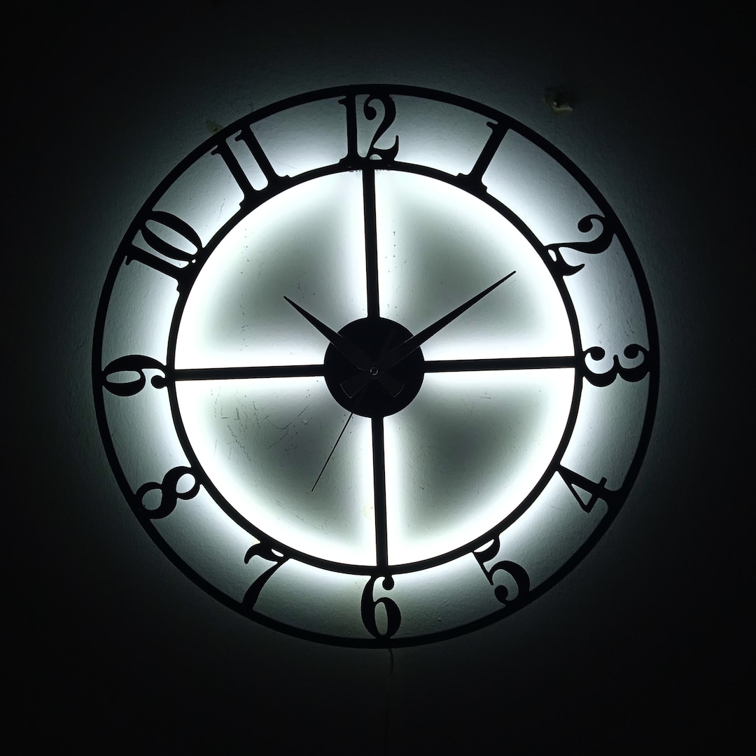 Led Lighted Metal Classic Wall Clock, Lighted Wall Clock, Clock for ...