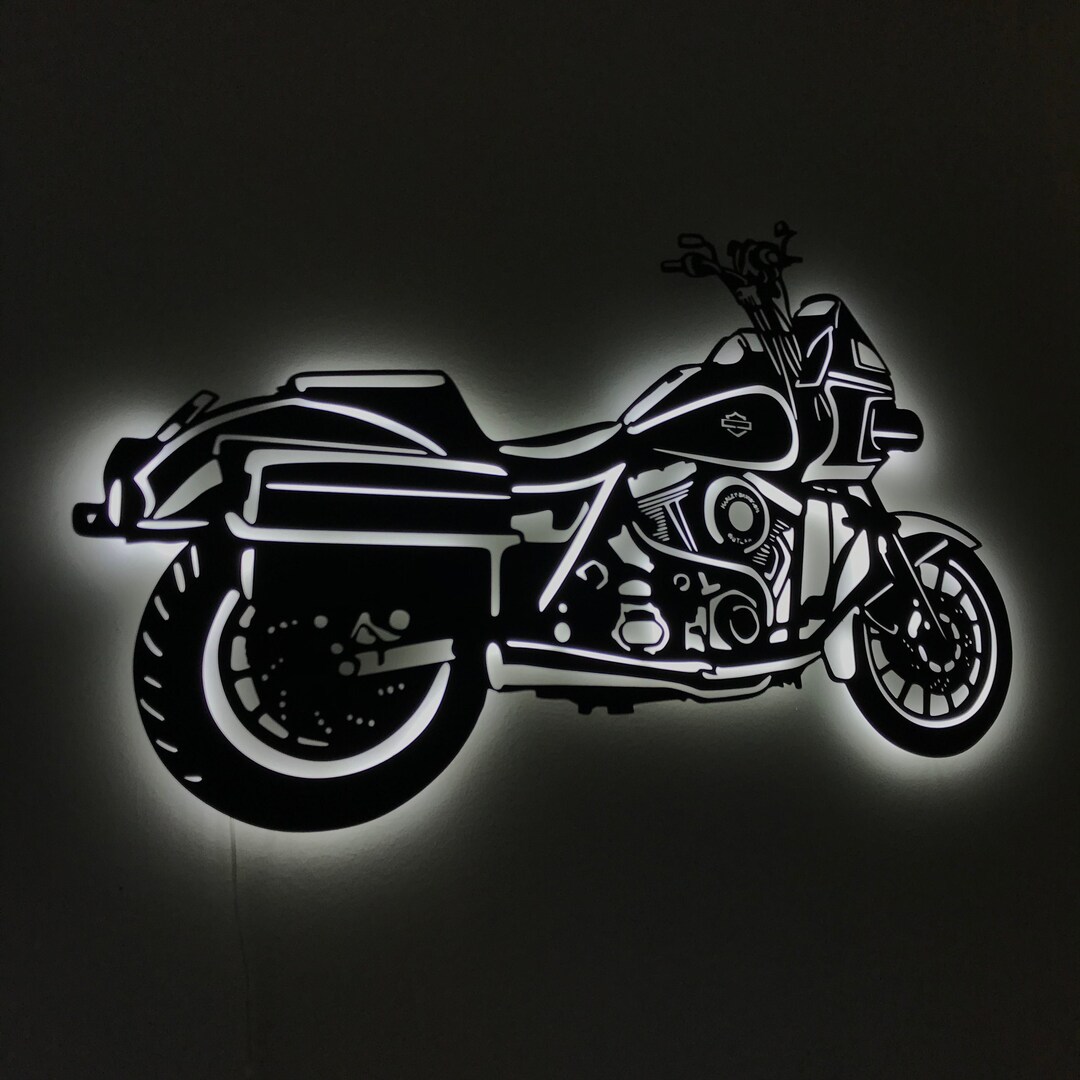 Outlaw Motorcycle Led Lighted Metal Wall Decor, Outlaw Wall Art, Garage ...