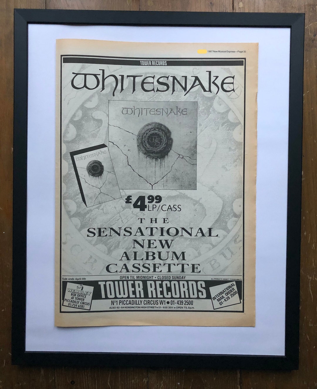 Whitesnake, Whitesnake. Rare, Original, Authentic, Vintage Poster From ...