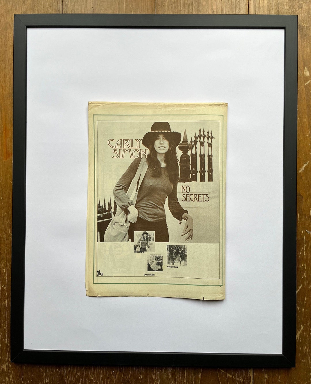 Carly Simon, No Secrets. Rare, Original, Authentic, Vintage Poster From ...