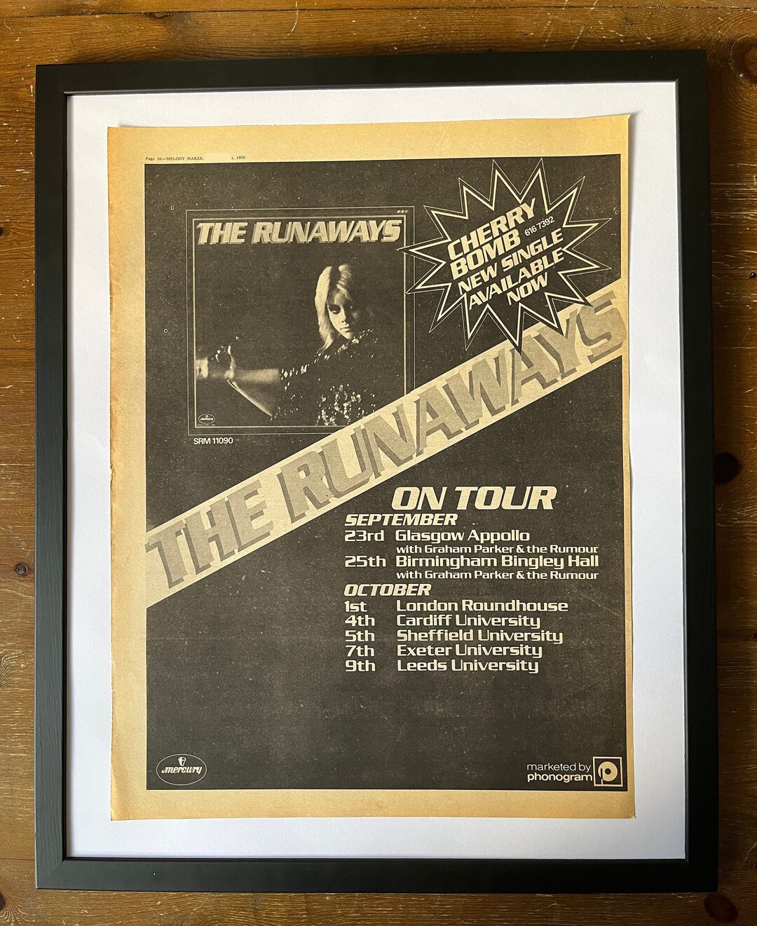 The Runaways on Tour. Rare, Original, Authentic, Vintage Poster From ...