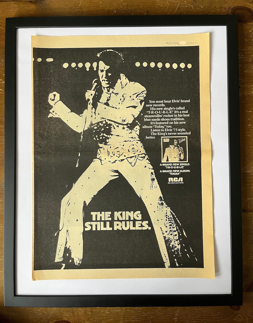 Elvis Presley T R O U B L E Rare Original Authentic Vintage Poster From 1975 Etsy