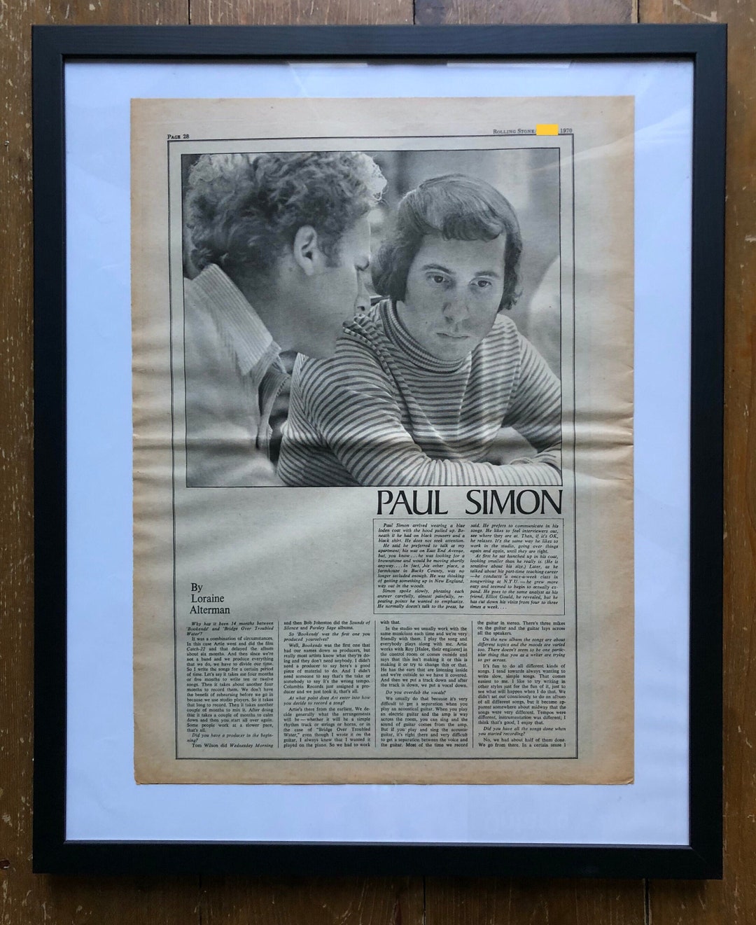 Paul Simon Interview From Rolling Stone Magazine 1970 (A3) - Etsy
