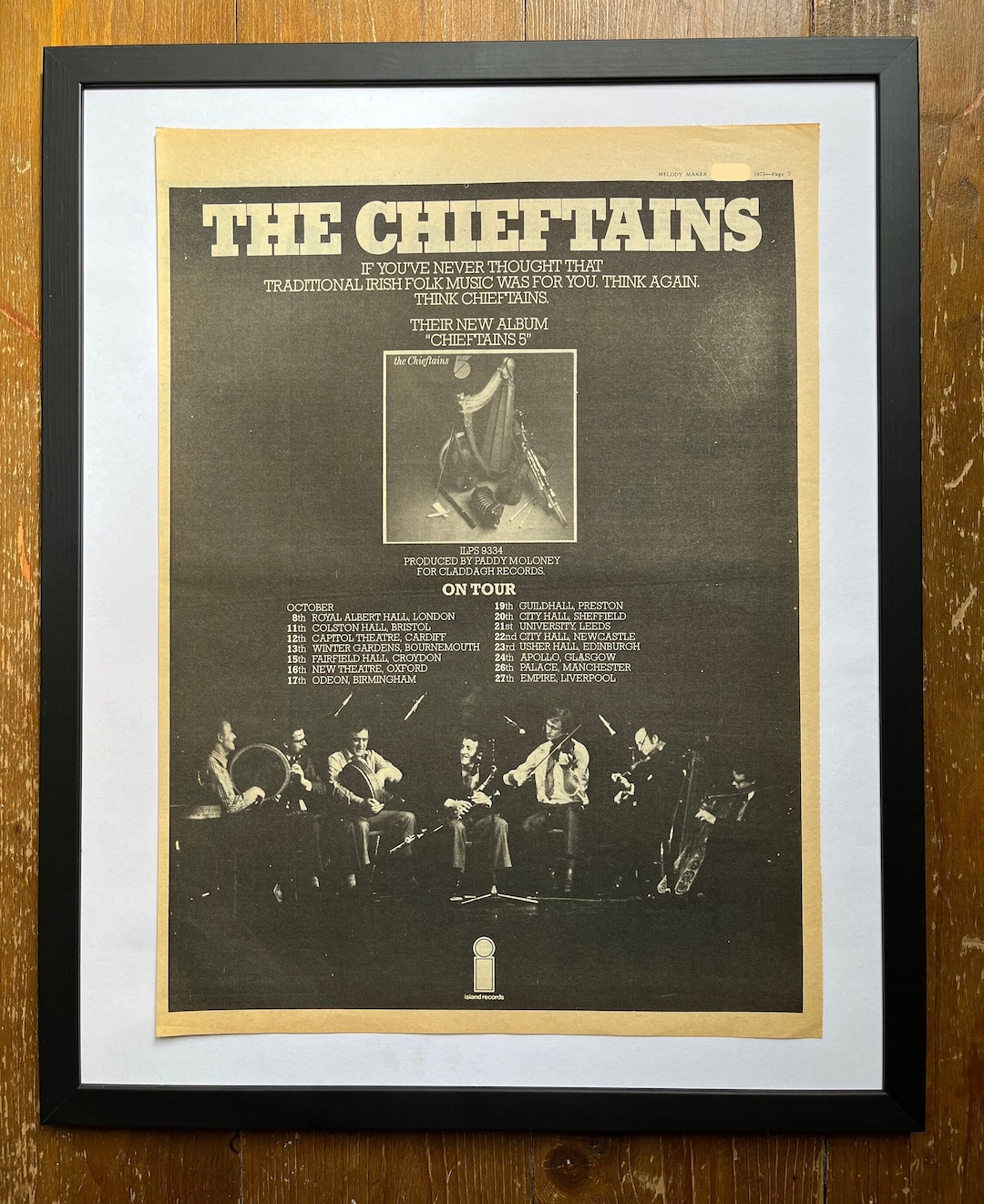 The Chieftains, Chieftains. Rare Original, Authentic, Vintage Poster From 1975 - Etsy