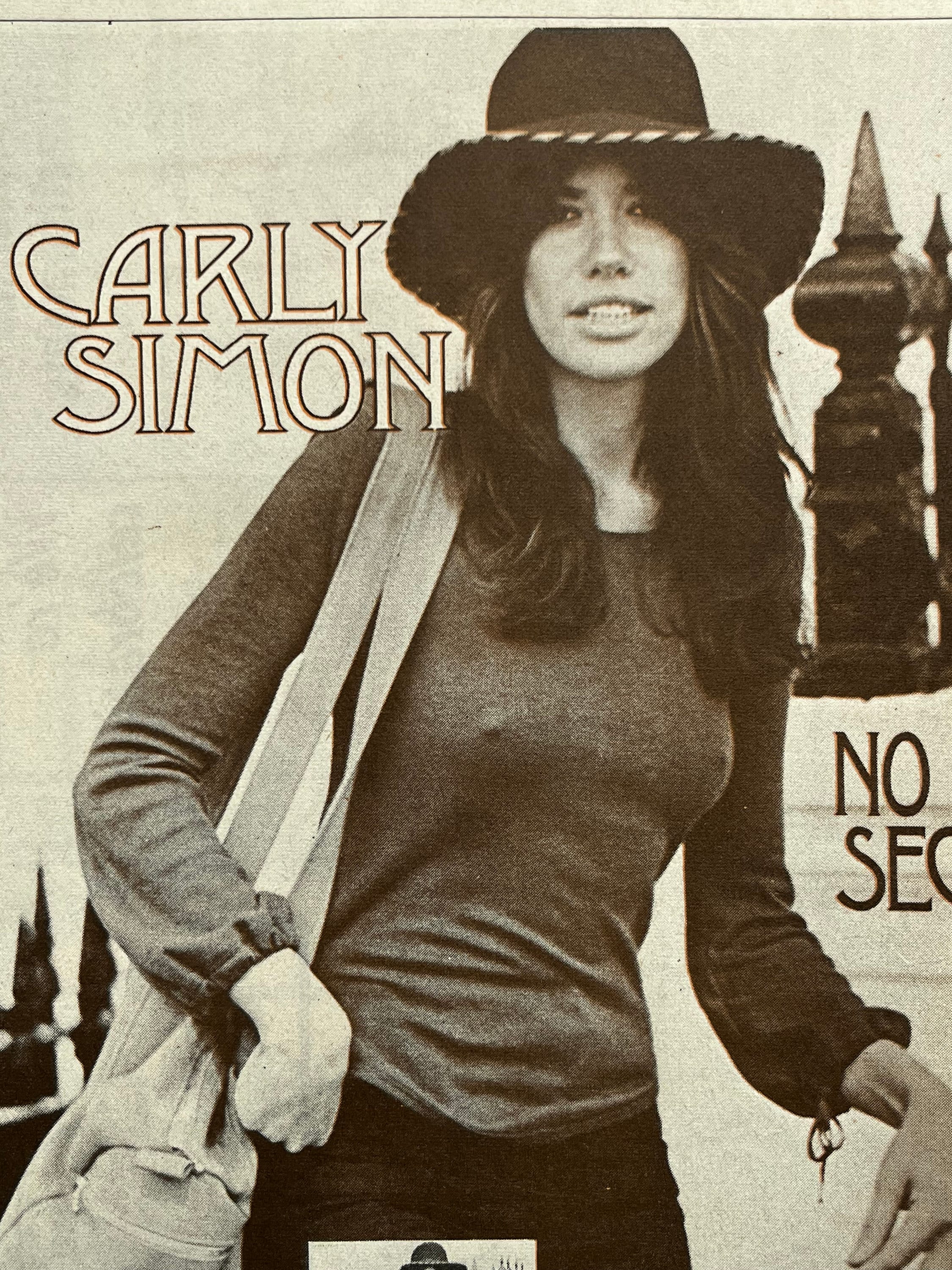 Carly Simon, No Secrets. Rare, Original, Authentic, Vintage Poster From ...