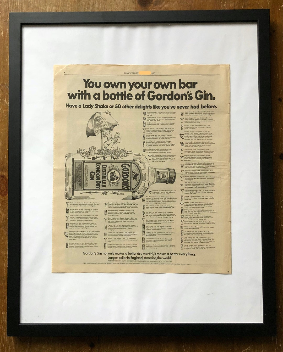 Gordon’s Gin Advert. Rare, Original, Authentic, Vintage Poster From ...