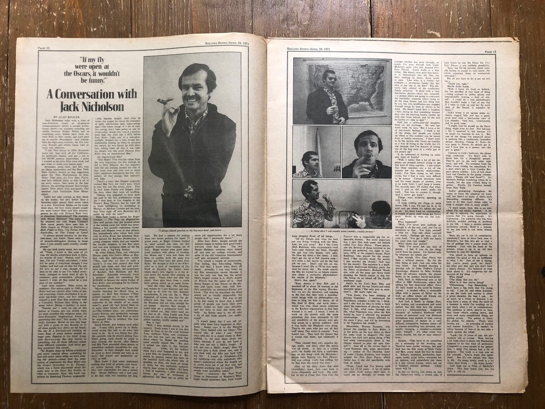 Jack Nicholson Interview From Rolling Stone Magazine. Rare Original ...