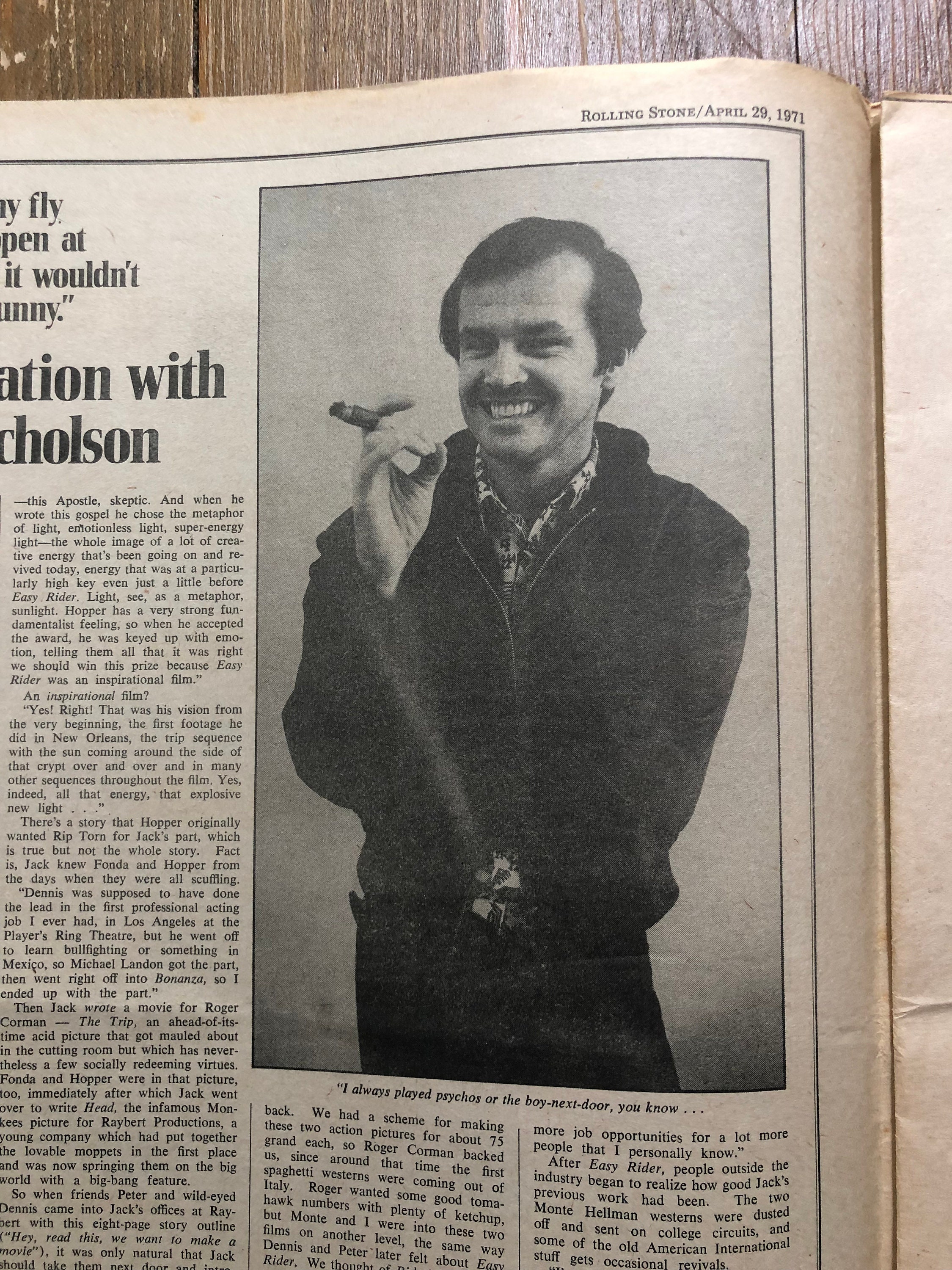 Jack Nicholson Interview From Rolling Stone Magazine. Rare Original ...