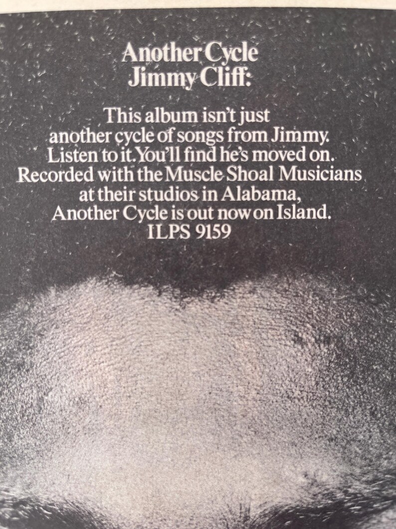 Jimmy Cliff, Another Cycle. Rare, Original, Authentic, Vintage Poster ...