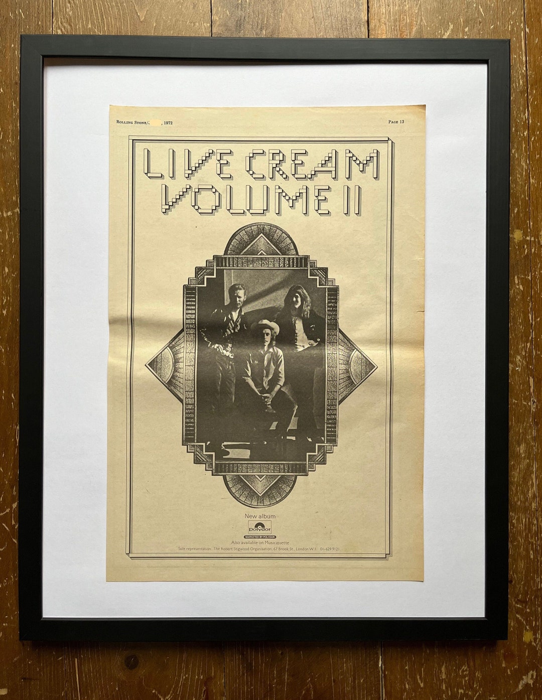 Cream, Live Cream Volume II. Rare, Original, Authentic, Vintage Poster ...