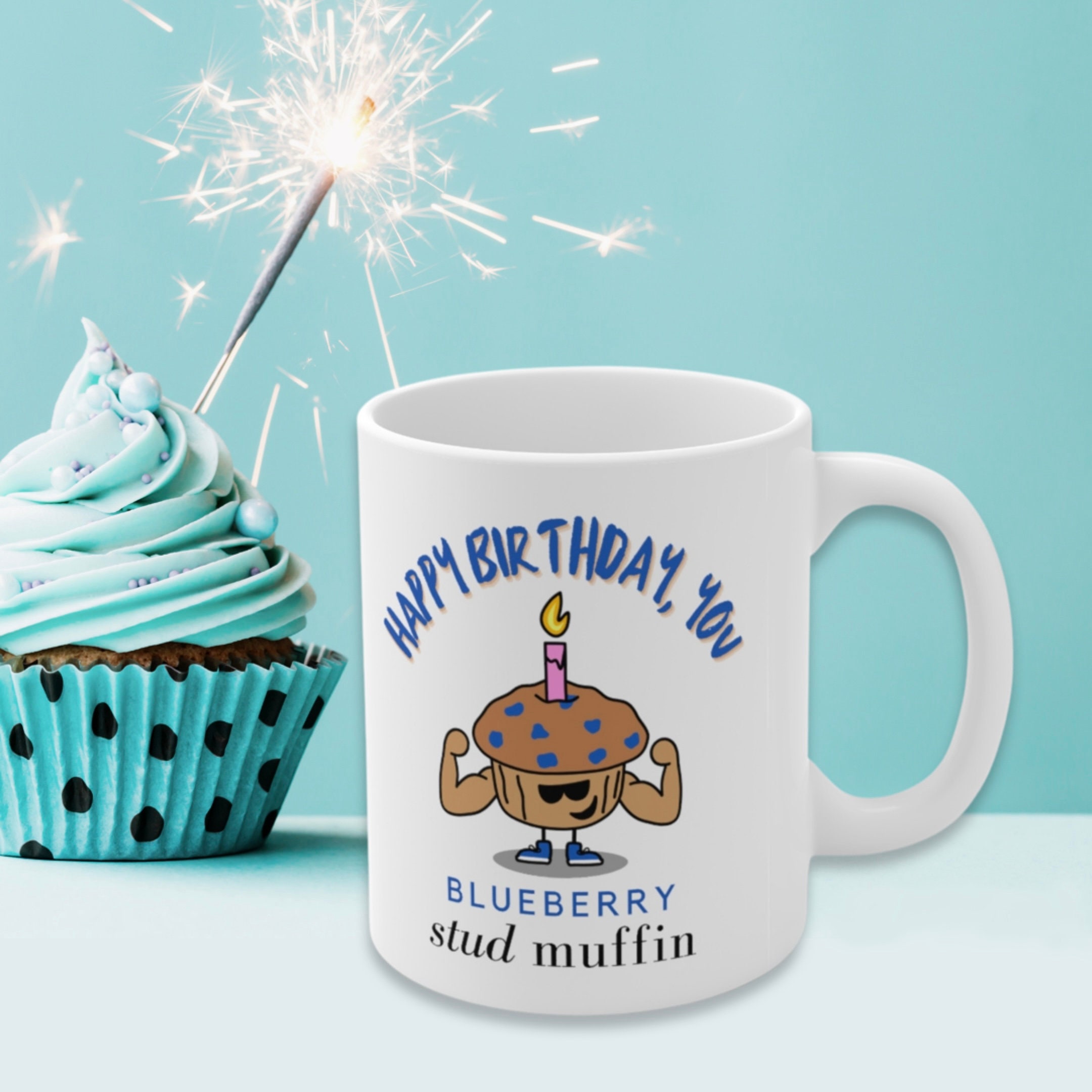 Happy Birthday Blueberry Stud Muffin Mug Husband/Boyfriend | Etsy