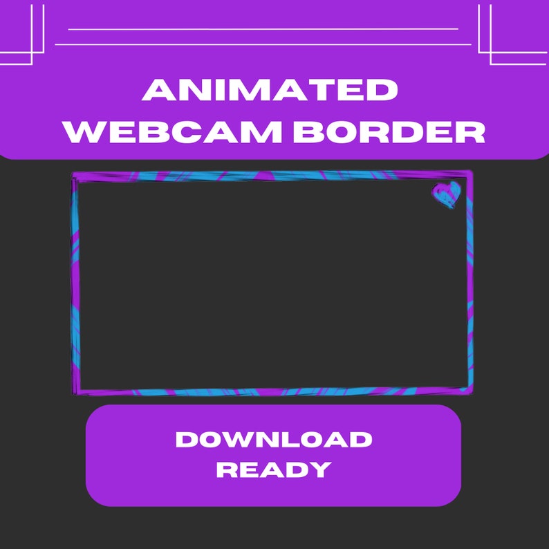ANIMATED Webcam Border Pink and Blue Border, Heart Twitch, Youtube ...