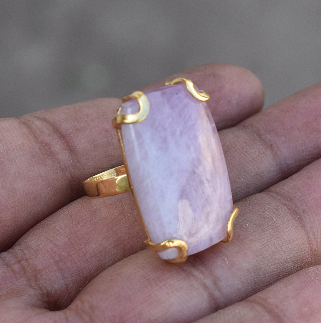 Large Natural Kunzite Rings, Gemstone Jewelry, Kunzite Rings, 18k Gold ...