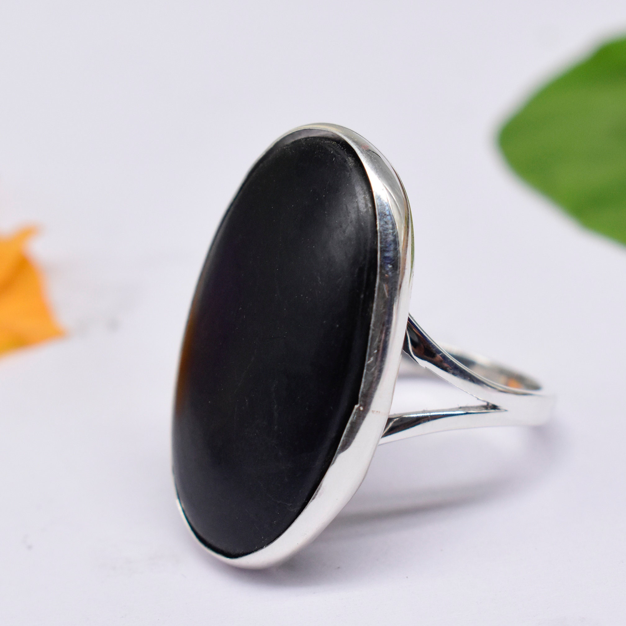 Natural Shungite Ring, Large Oval Shungite Ring, Handmade Jewelry ...
