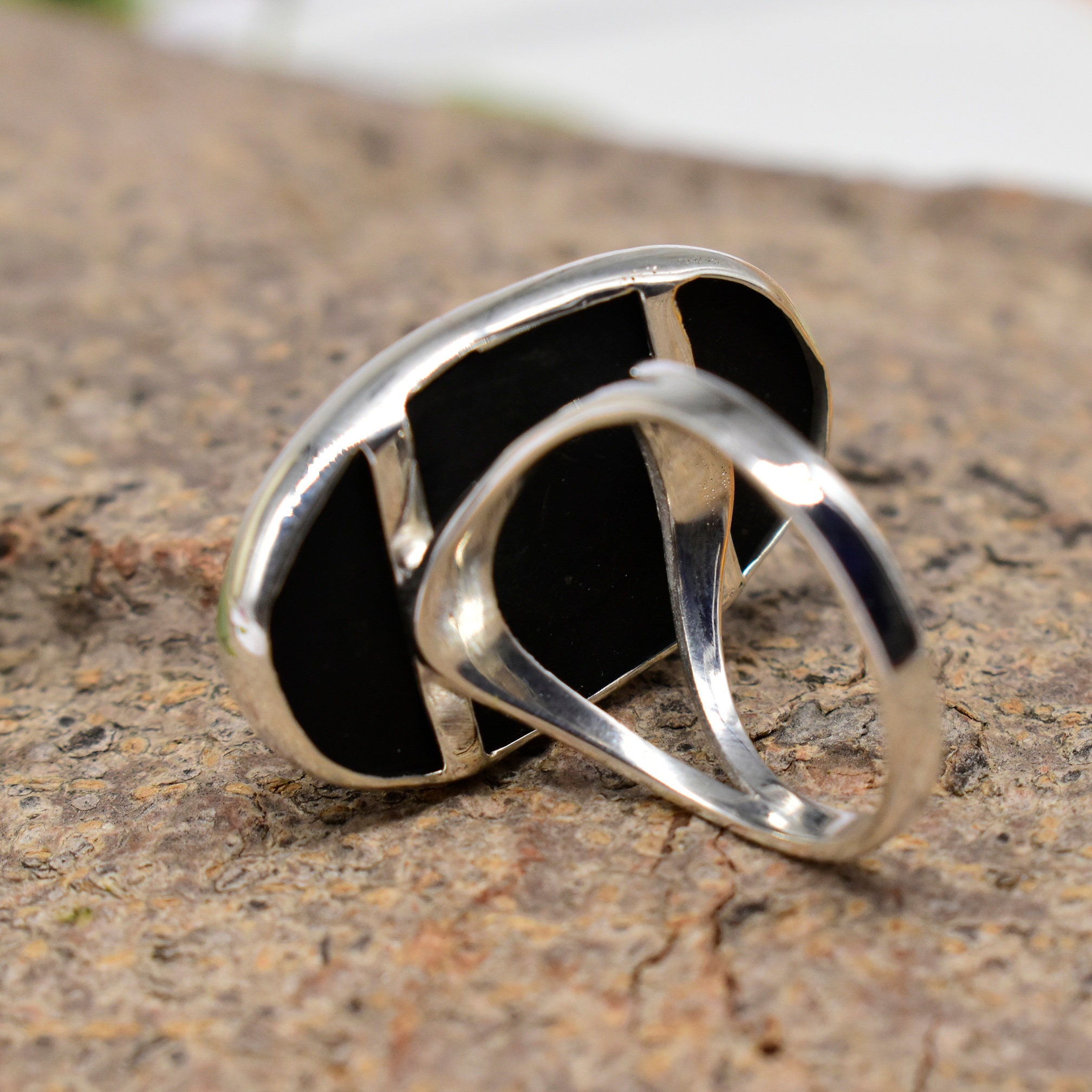 Natural Shungite Ring, Large Oval Shungite Ring, Handmade Jewelry ...