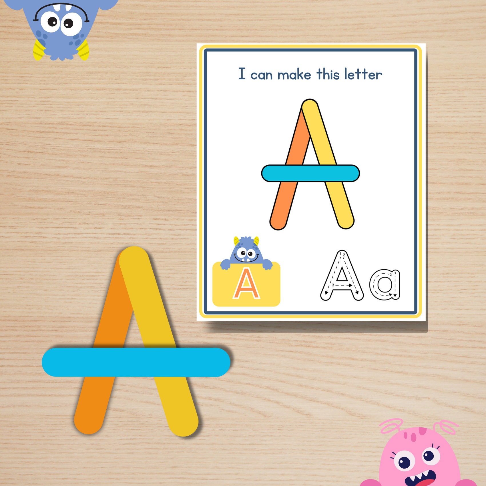 ABC Popsicle Sticks Alphabet Activity Game for Toddlers Montessori ...