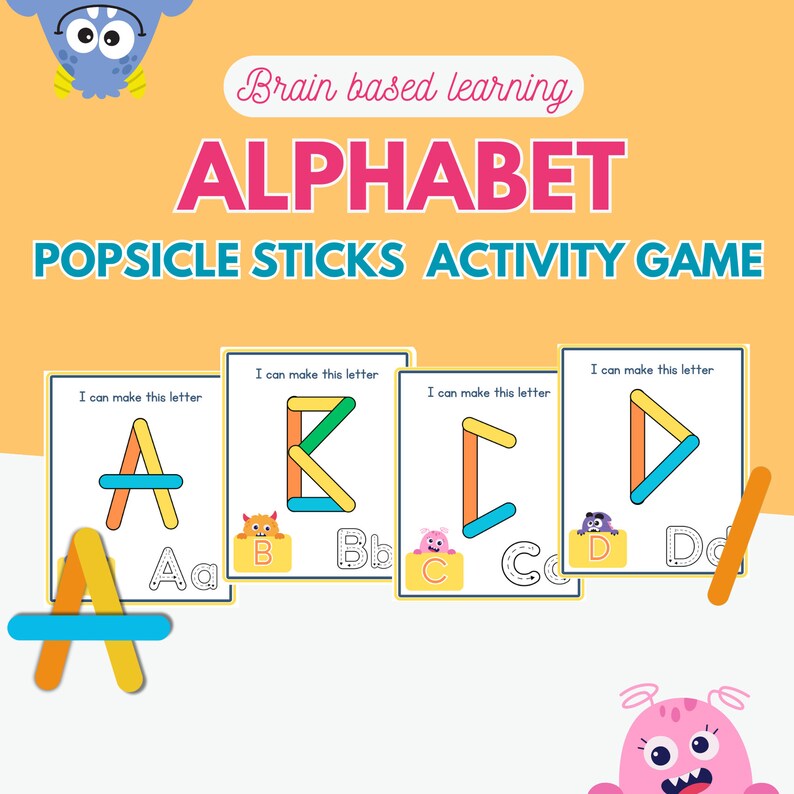 ABC Popsicle Sticks Alphabet Activity Game for Toddlers Montessori ...