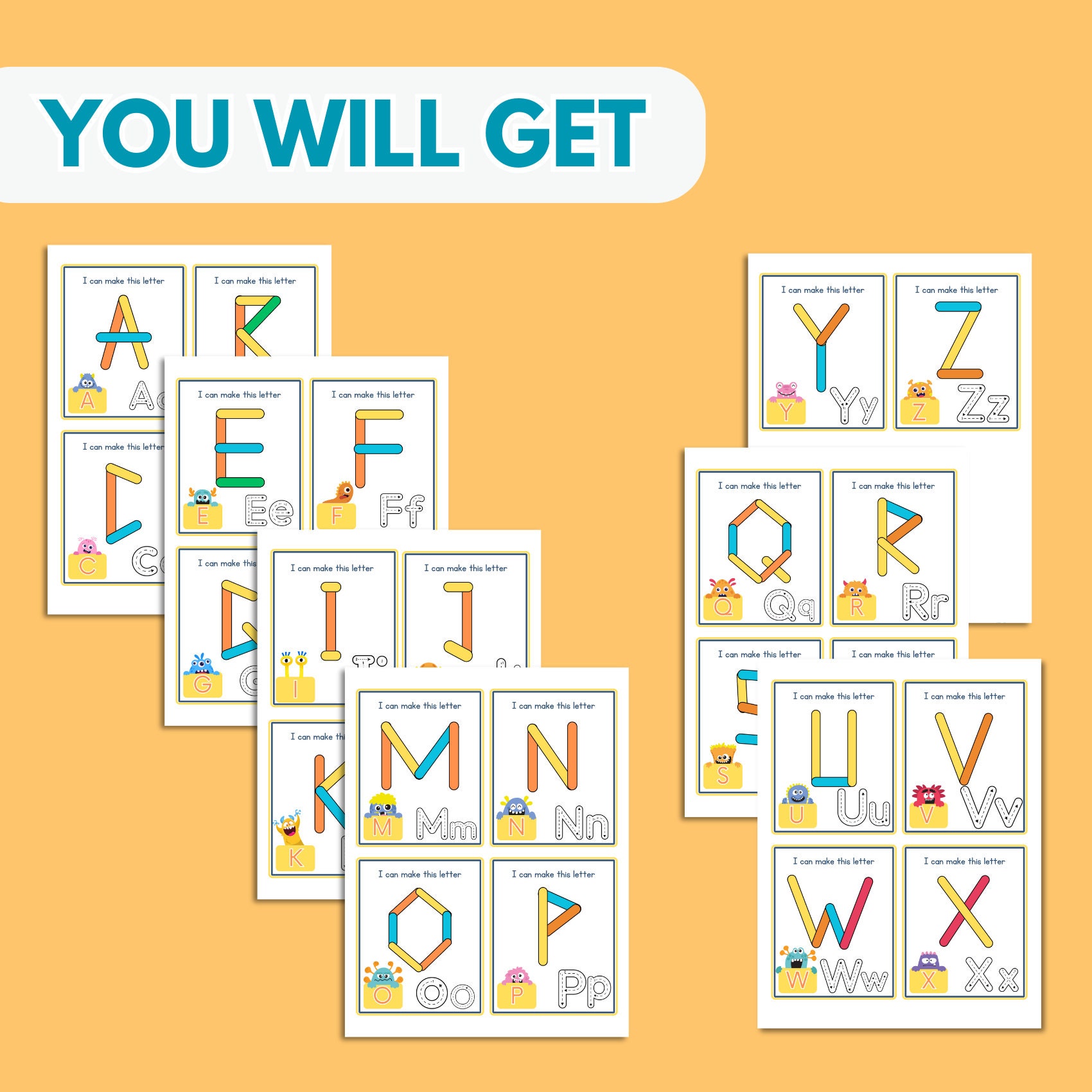 ABC Popsicle Sticks Alphabet Activity Game for Toddlers Montessori ...