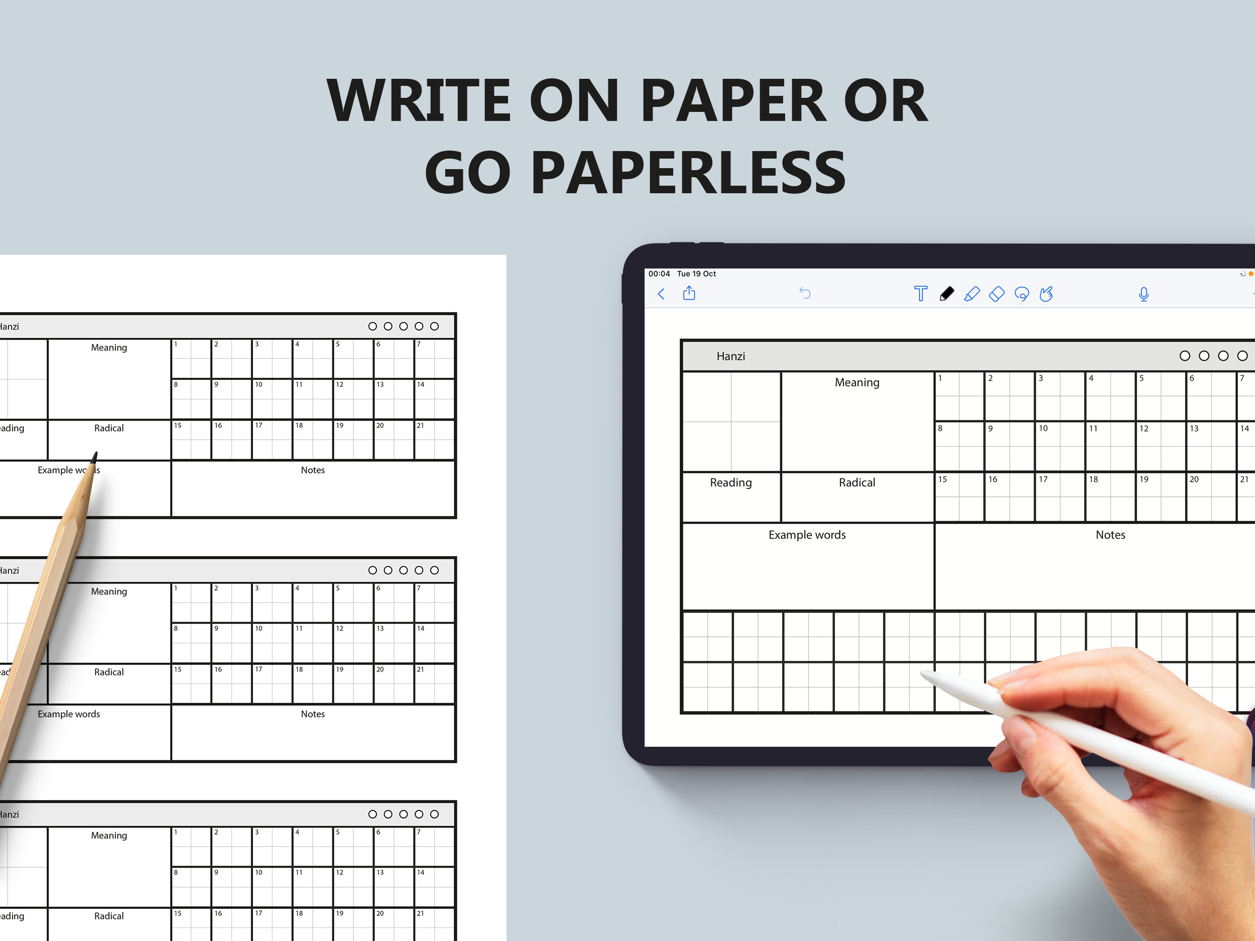 Chinese Hanzi Study Worksheets 4 Designs for Writing on Paper or ...