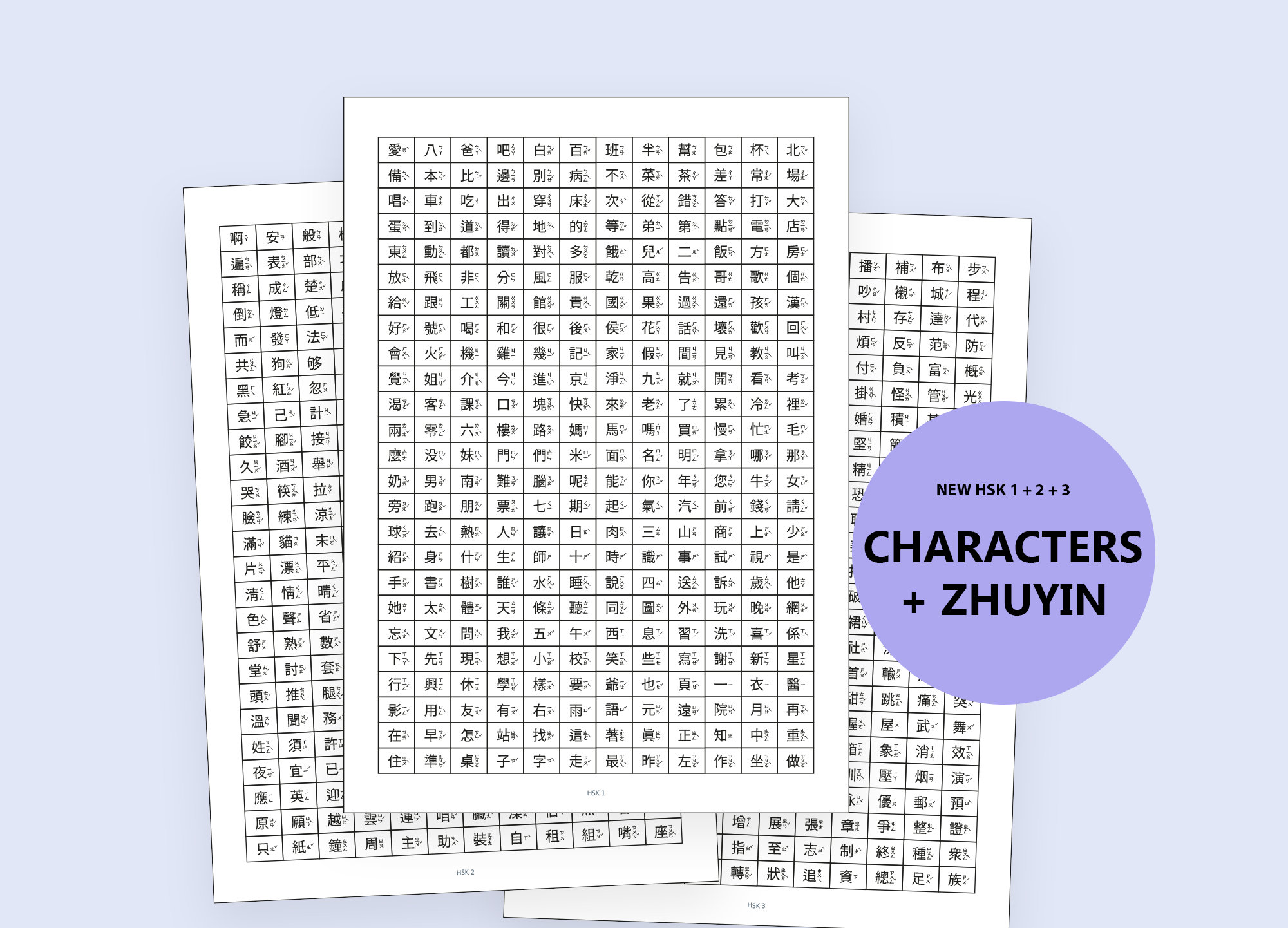 New HSK Traditional Chinese Character Poster Pack for Level 1, 2 and 3 ...