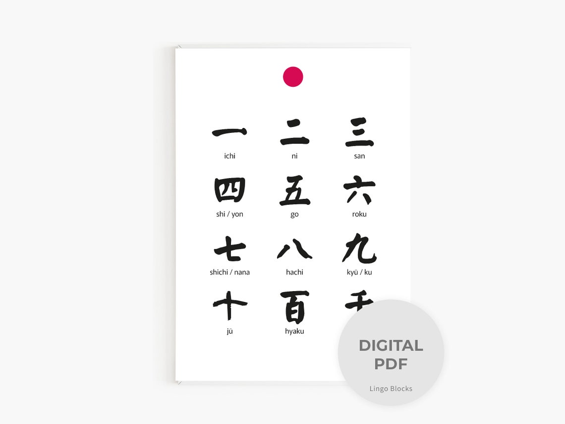 Japanese Numbers Poster and Flashcards | Japanese Number Digital ...