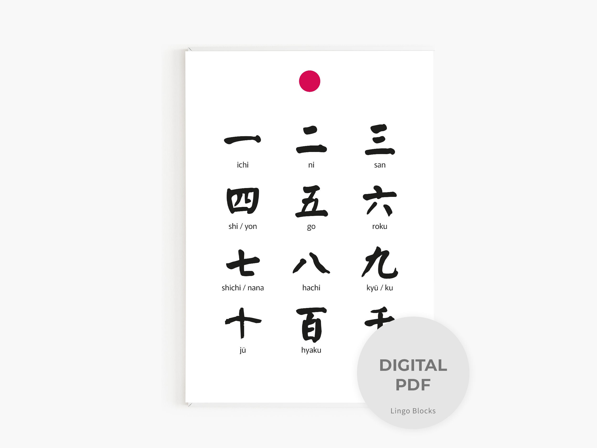 Japanese Numbers Poster and Flashcards | Japanese Number Digital ...