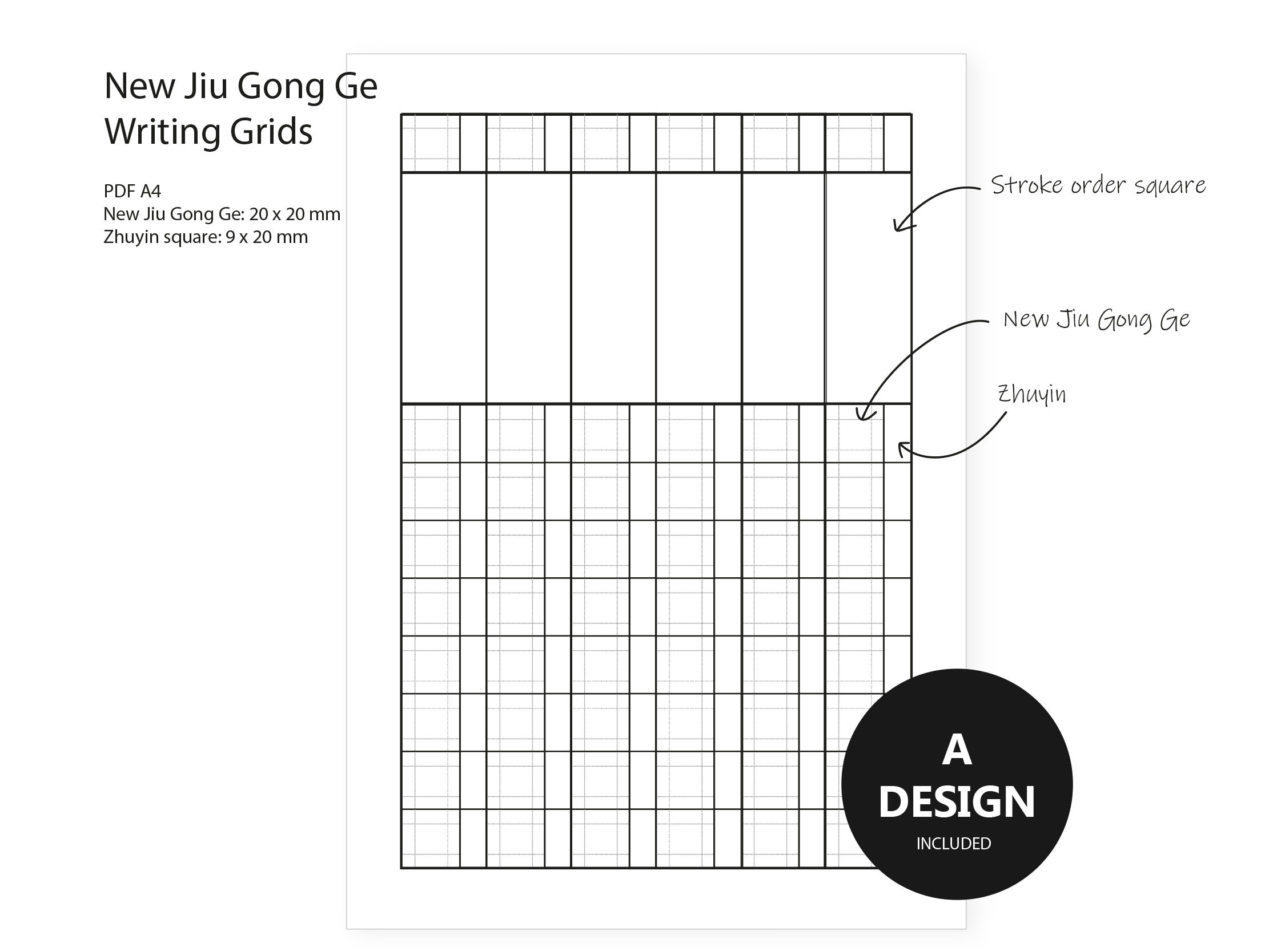 New Jiu Gong Ge Chinese Writing Templates (5 Designs Included) | Hanzi ...
