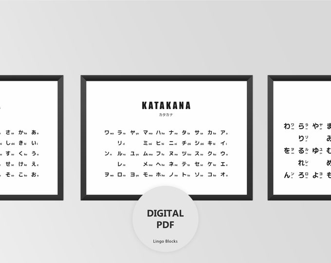 Hiragana and Katakana Bundle, Educational Poster, Japanese Alphabet ...