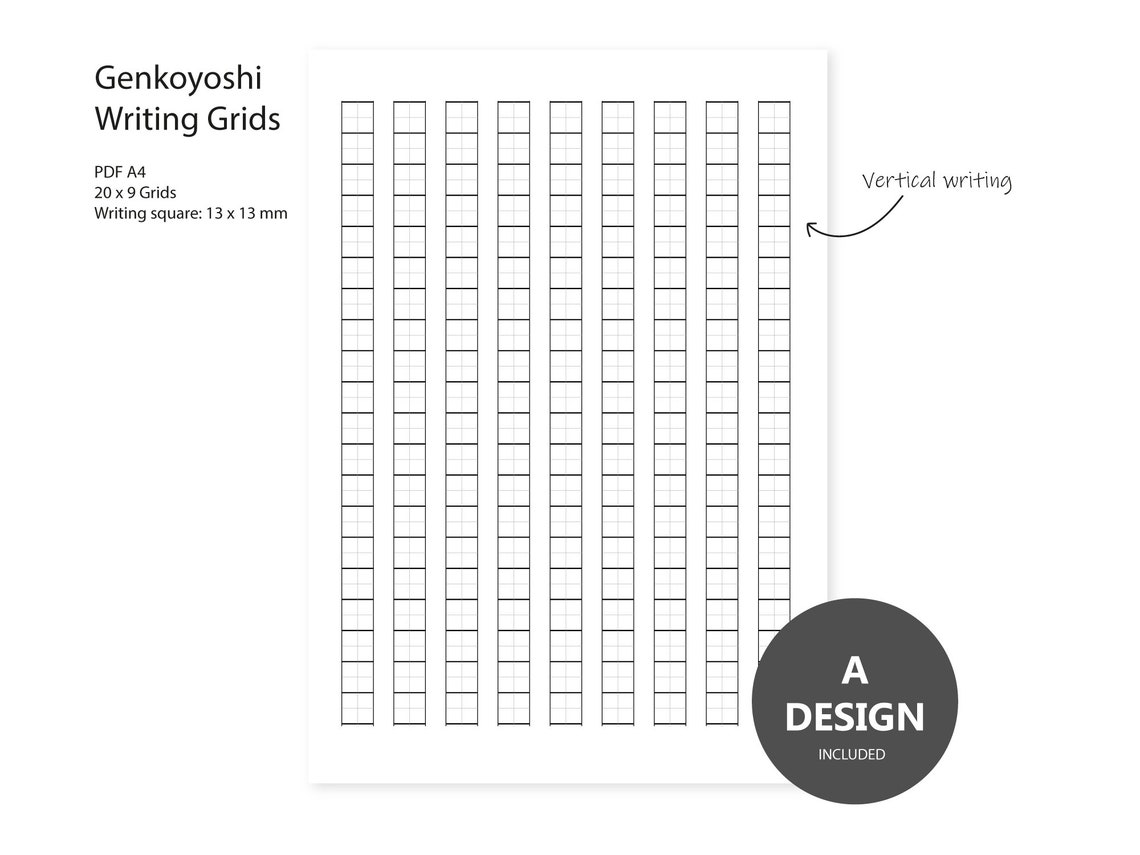 Genkoyoshi Kanji Writing Templates (5 Designs Included) | Japanese ...