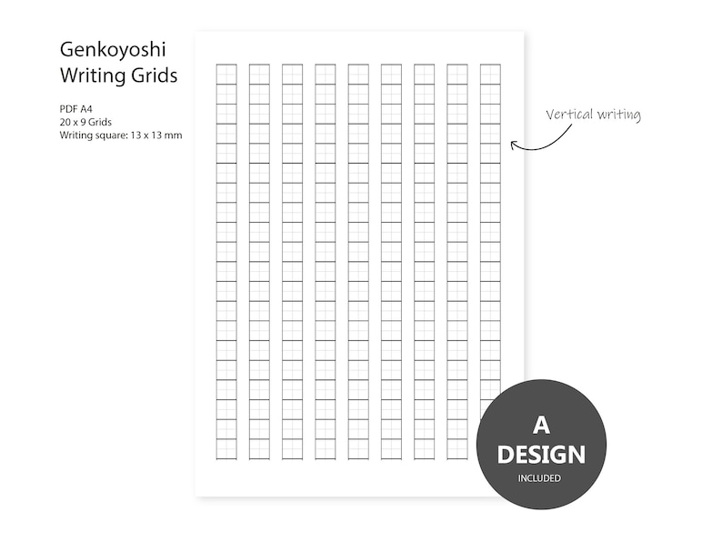 Genkoyoshi Kanji Writing Templates (5 Designs Included) | Japanese ...