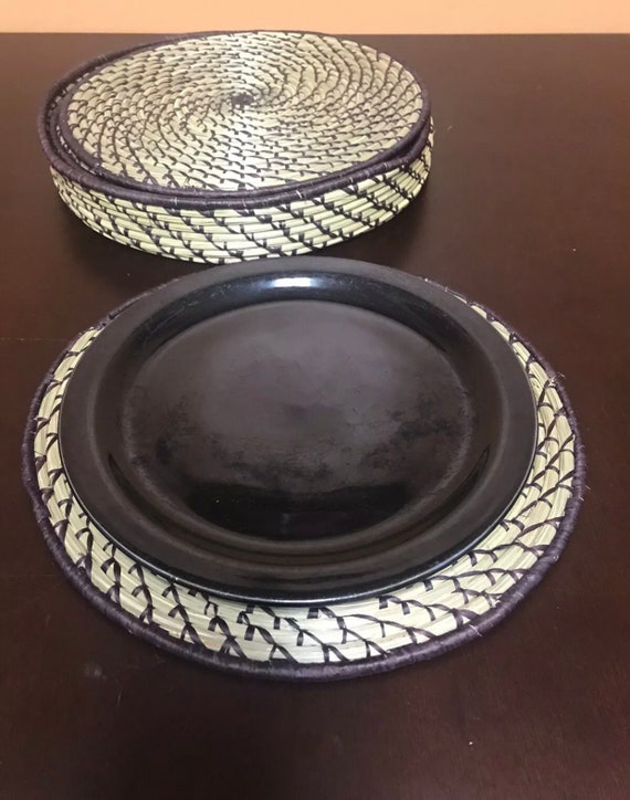 Rwanda Sisal Green Coasters With Storage | Etsy