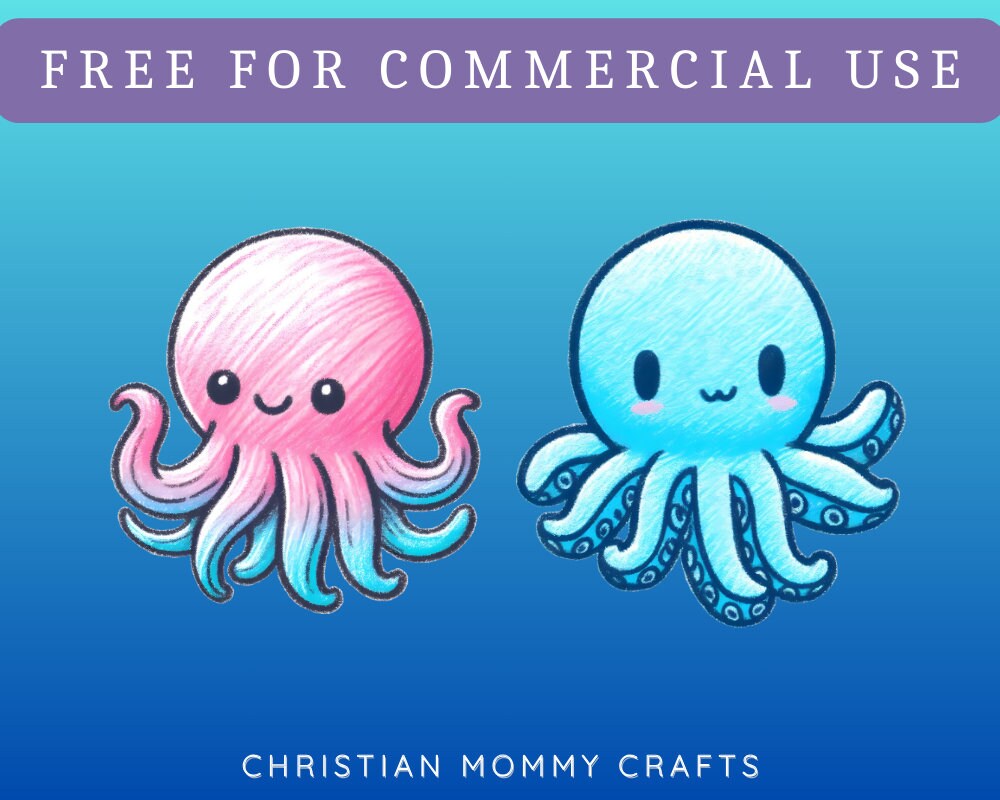 Cute Octopus Clipart, Clipart Bundle, Baby Octopus, Ocean Life, Under ...