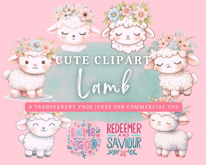 Cute Lamb Clipart, Lamb Clip Art, Baby Sheep, Easter, Lamb PNG, Spring ...