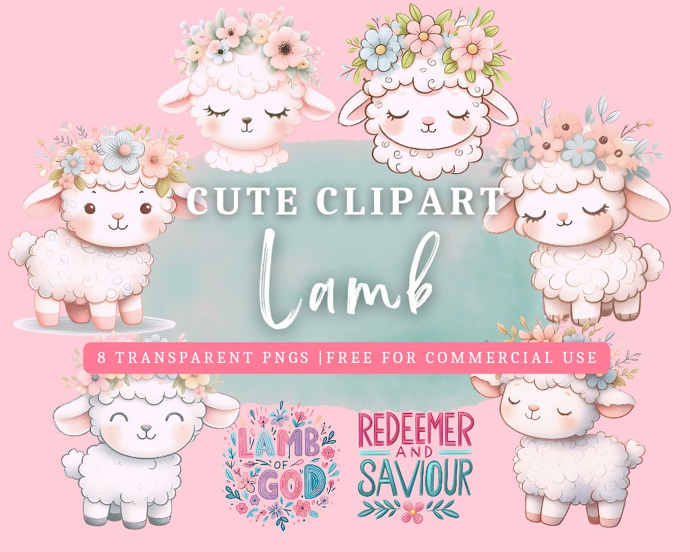 Cute Lamb Clipart, Lamb Clip Art, Baby Sheep, Easter, Lamb PNG, Spring ...