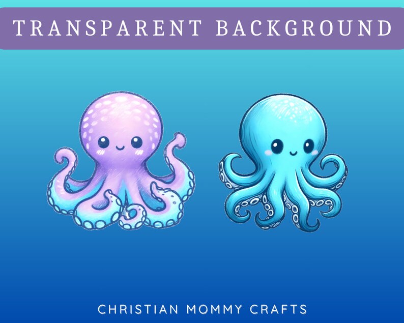 Cute Octopus Clipart, Clipart Bundle, Baby Octopus, Ocean Life, Under ...