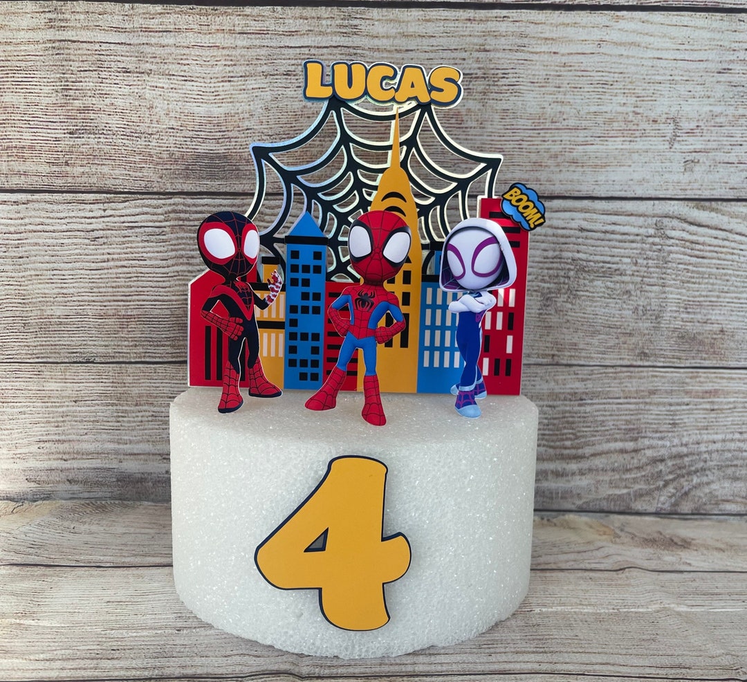 Spidey and Friends Cake Topper: Personalized Birthday Decoration - Etsy