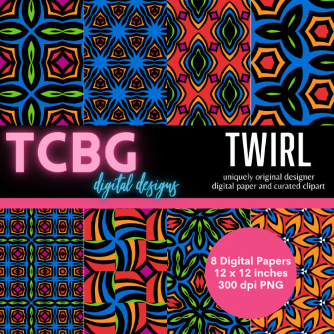 TWIRL Digital Papers. Digital Download. Scrapbook Papers, African ...