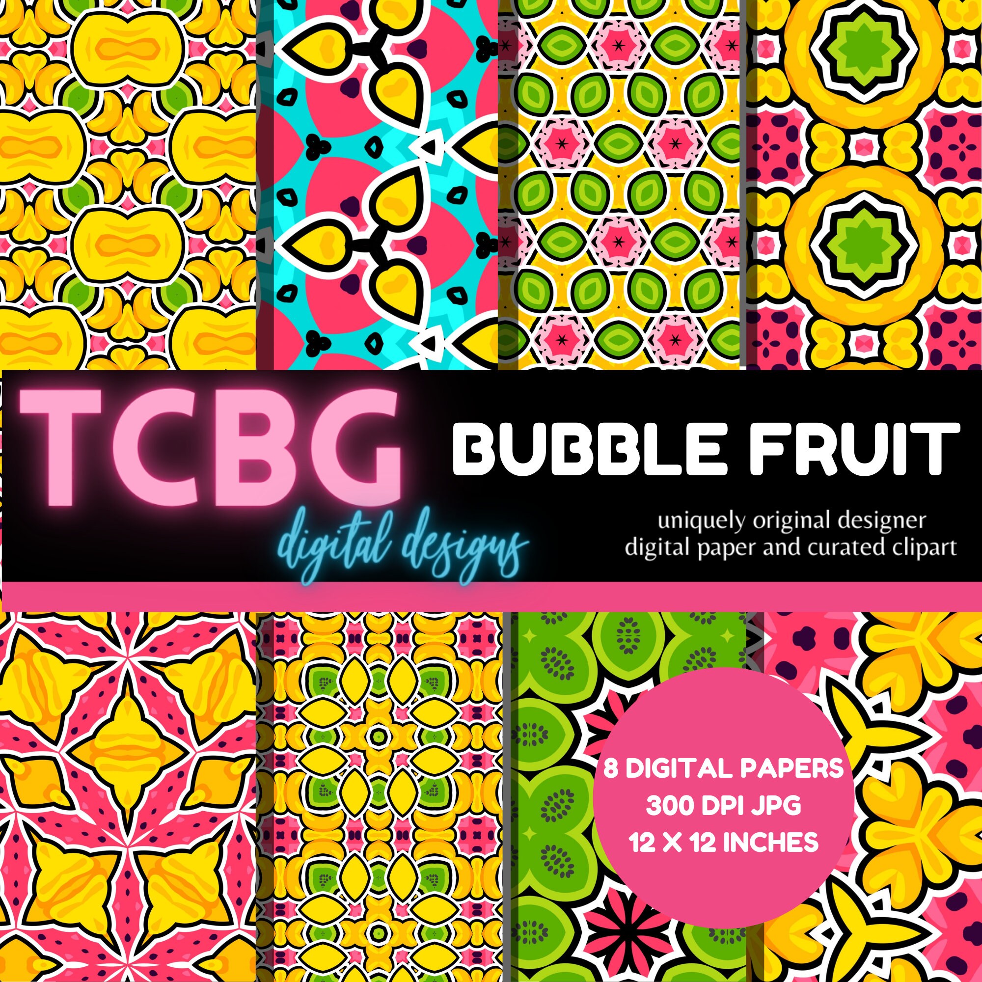 BUBBLE FRUIT Digital Papers. Digital Download. Scrapbook - Etsy