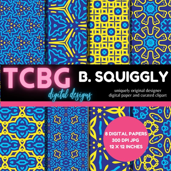 B. SQUIGGLY Digital Papers. Digital Download. Scrapbook | Etsy