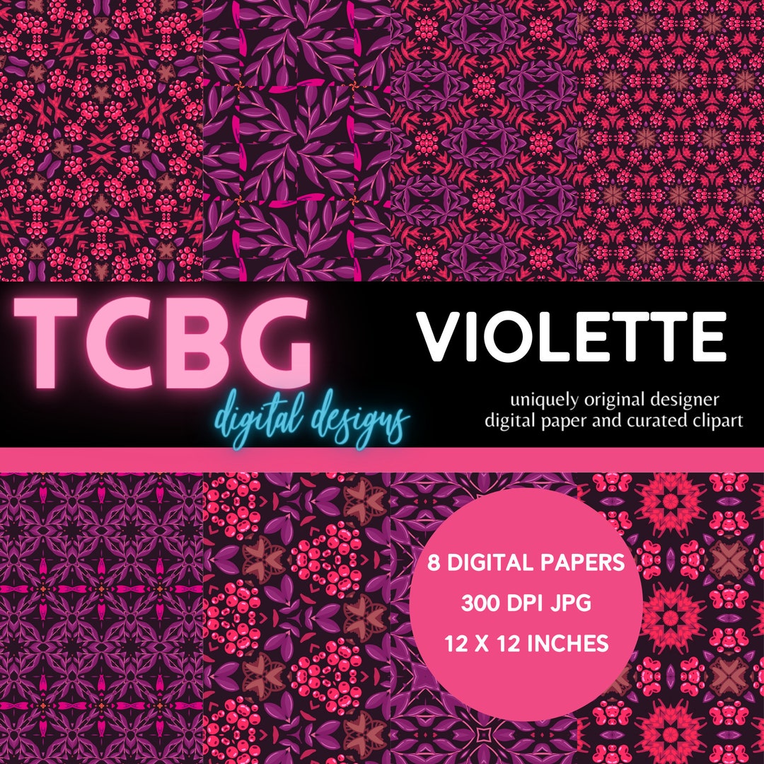 VIOLETTE Digital Papers. Digital Download. Scrapbook Papers. Geometric ...