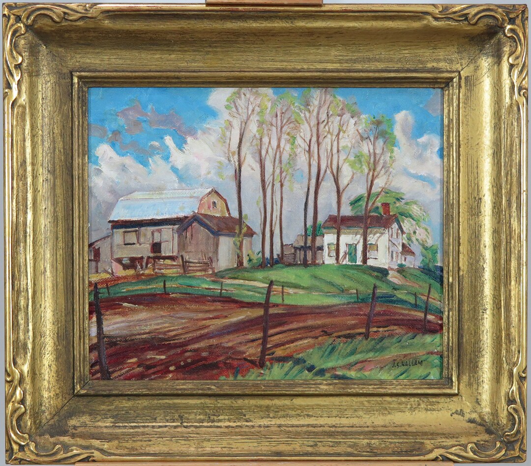 Joseph Sidney Hallam 1899-1953 RCA OSA Canadian Oil on Board Old Farm ...