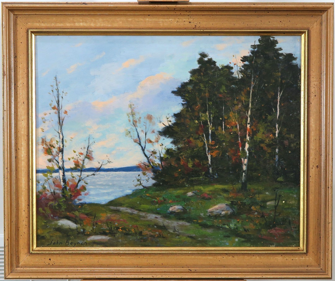 John Hubert Beynon (1890-1970) Canadian Oil on Board Lake Landscape ...
